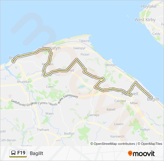 F19 Route: Schedules, Stops & Maps - Bagillt (Updated)