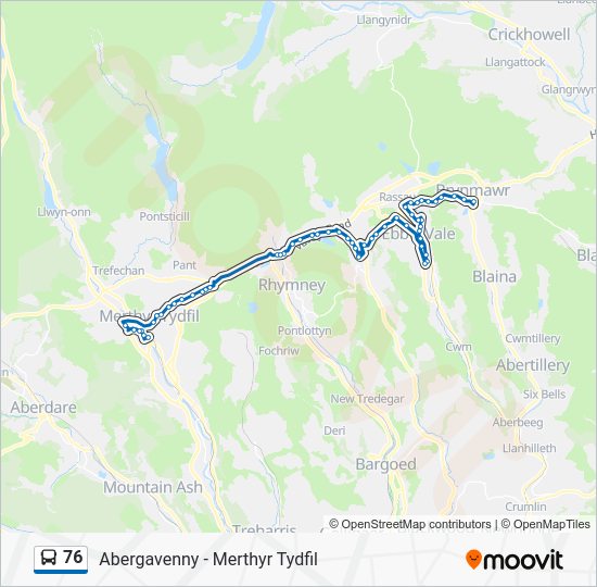 76 Route: Schedules, Stops & Maps - Brynmawr (Updated)