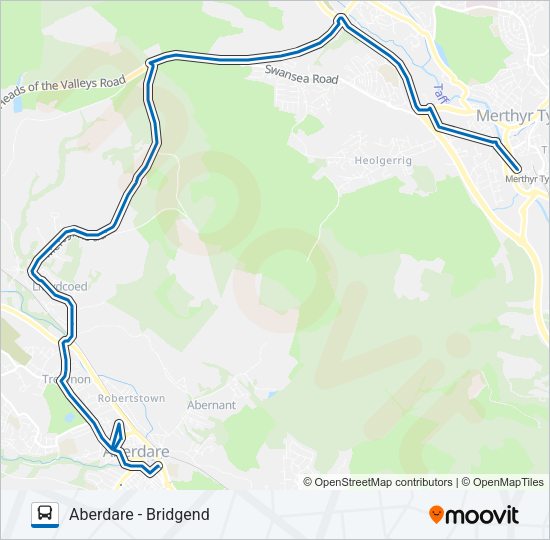 172 full Route: Schedules, Stops & Maps - Merthyr Tydfil (Updated)