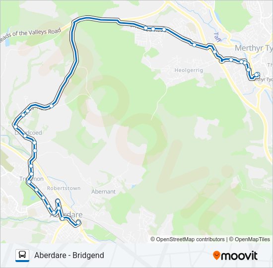 172 full Route: Schedules, Stops & Maps - Aberdare (Updated)
