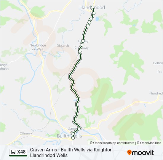 X48 Route: Schedules, Stops & Maps - Llandrindod Wells (Updated)