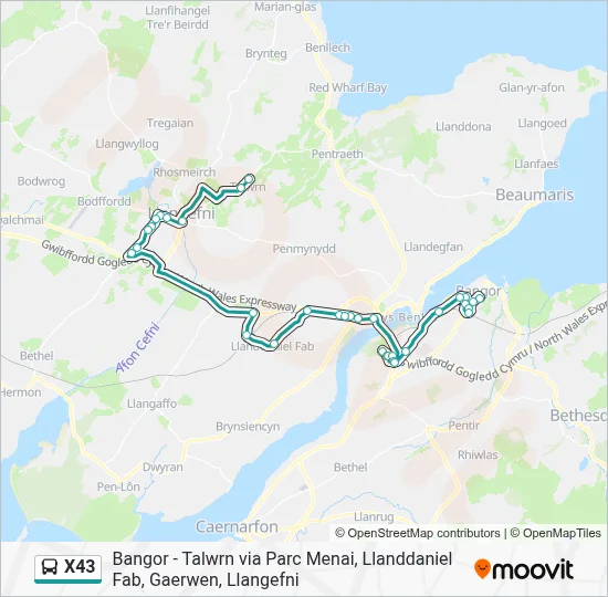 X43 Route: Schedules, Stops & Maps - Talwrn (Updated)