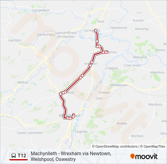 t12 Route: Schedules, Stops & Maps - Llanymynech (Updated)