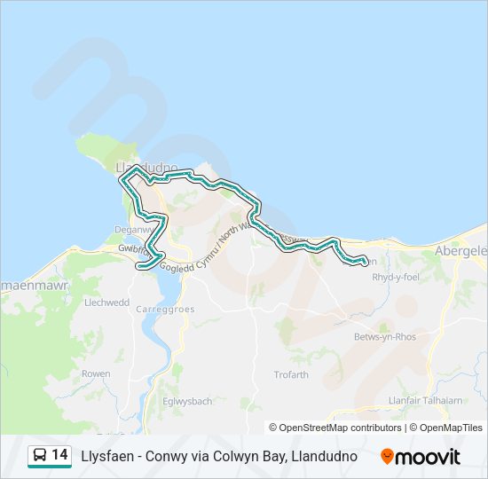 14 Route: Schedules, Stops & Maps - Conwy (Updated)