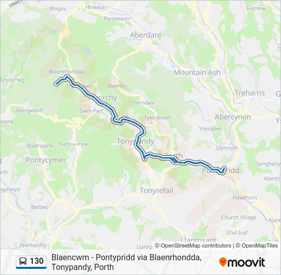 130 Route: Schedules, Stops & Maps - Pontypridd (Updated)
