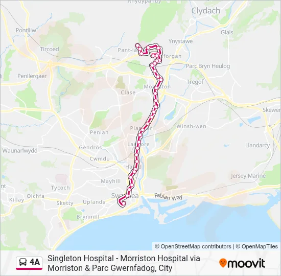 4A Route: Schedules, Stops & Maps - Swansea (Updated)