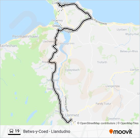 19 Route: Schedules, Stops & Maps - Llandudno (Updated)