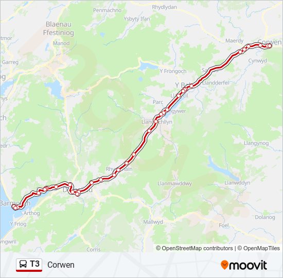 t3 Route: Schedules, Stops & Maps - Corwen (Updated)