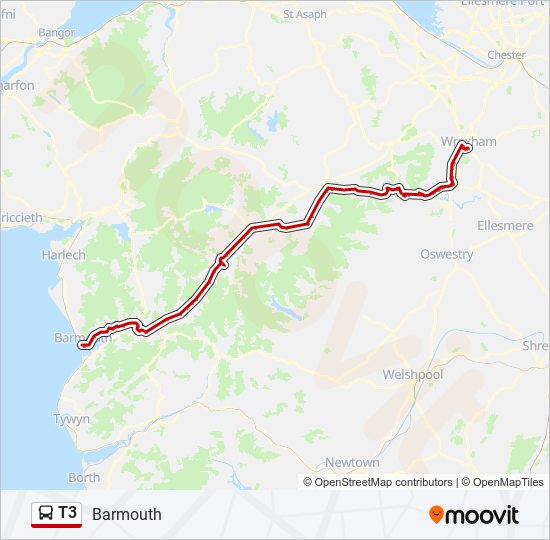 t3 Route: Schedules, Stops & Maps - Barmouth (Updated)