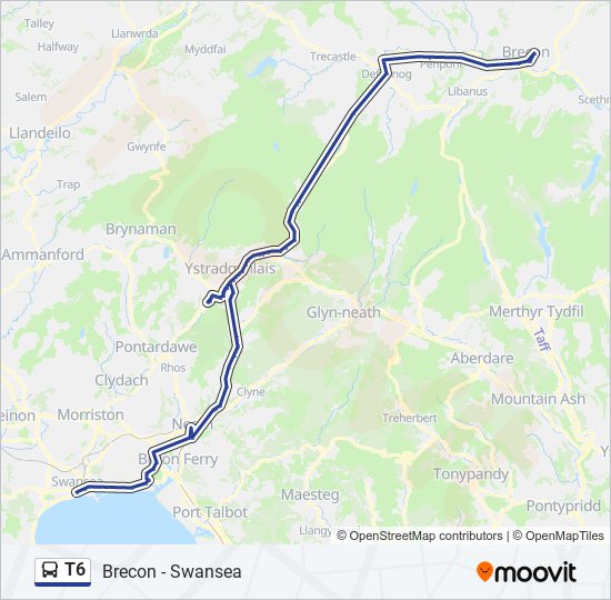 t6 Route: Schedules, Stops & Maps - Brecon (Updated)