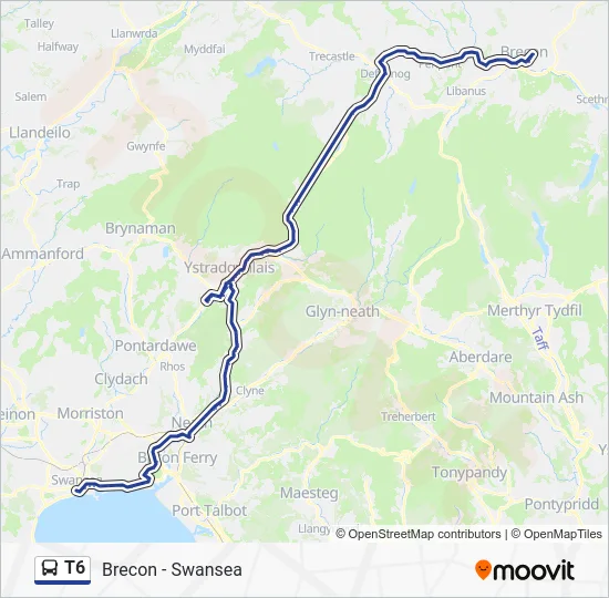 T6 Route: Schedules, Stops & Maps - Brecon (Updated)