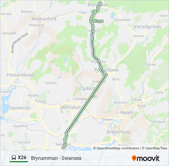 x26 Route: Schedules, Stops & Maps - Upper Brynamman (Updated)