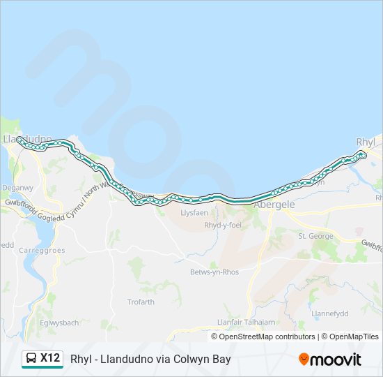x12 Route: Schedules, Stops & Maps - Rhyl (Updated)