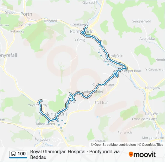 100 Route: Schedules, Stops & Maps - Pontypridd (Updated)