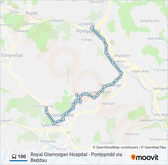 100 Route: Schedules, Stops & Maps - Pontypridd (Updated)