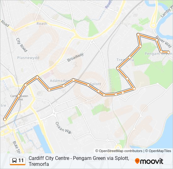 11 Route: Schedules, Stops & Maps - Cardiff (Updated)