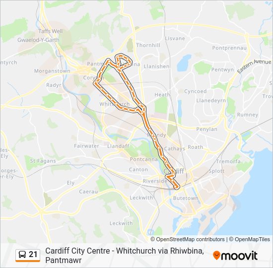 21 Route: Schedules, Stops & Maps - Cardiff Bus Station (Updated)
