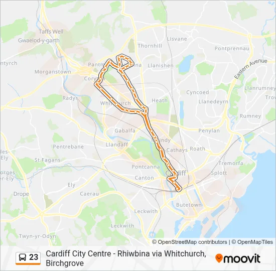 23 Route: Schedules, Stops & Maps - Cardiff Bus Station (Updated)
