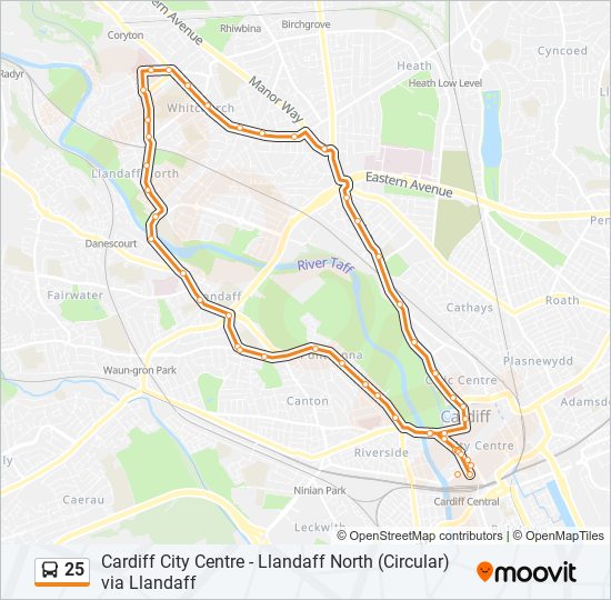 25 Route: Schedules, Stops & Maps - Cardiff (Updated)