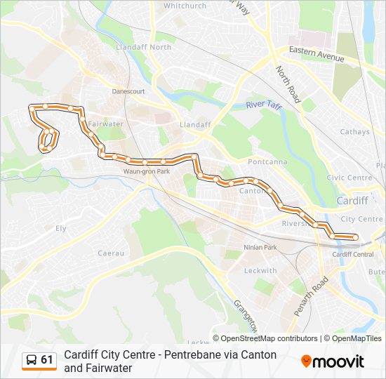 61 Route: Schedules, Stops & Maps - Cardiff Bus Station (Updated)