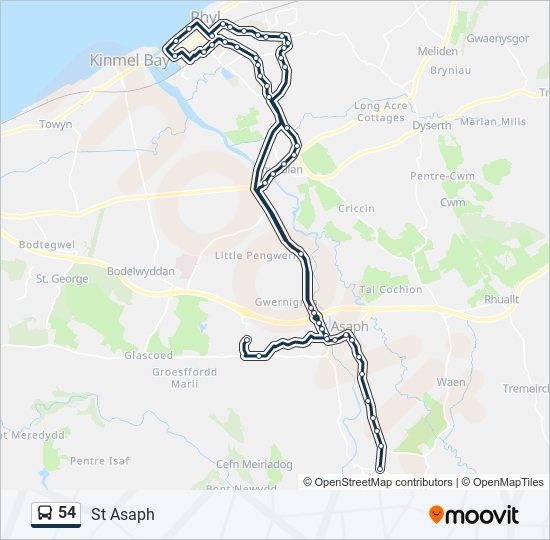54 Route: Schedules, Stops & Maps - St Asaph (Updated)