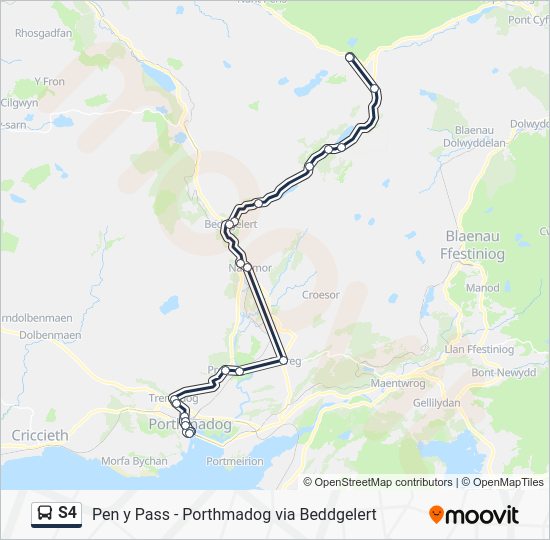 S4 Route: Schedules, Stops & Maps - Porthmadog (Updated)