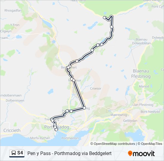 s4 Route: Schedules, Stops & Maps - Porthmadog (Updated)