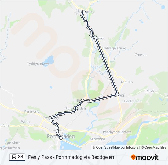 s4 Route: Schedules, Stops & Maps - Beddgelert (Updated)