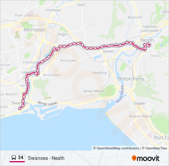 34 Route: Schedules, Stops & Maps - Neath (Updated)