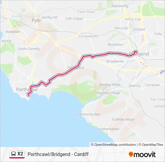 X2 Route: Schedules, Stops & Maps - Porthcawl (Updated)