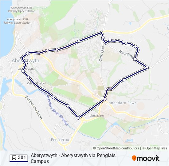 301 Route: Schedules, Stops & Maps - Aberystwyth (Updated)