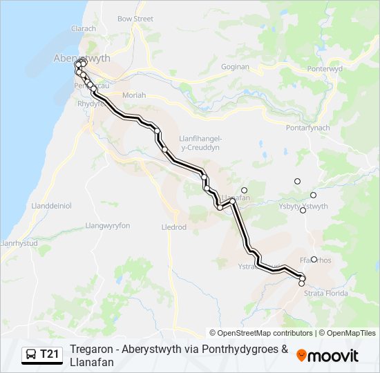 t21 Route: Schedules, Stops & Maps - Aberystwyth (Updated)