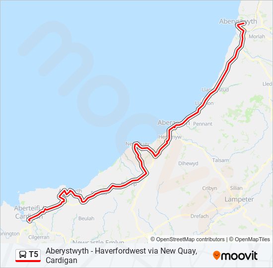 t5 Route: Schedules, Stops & Maps - Penglais (Updated)
