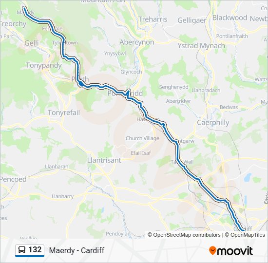 132 Route: Schedules, Stops & Maps - Cardiff (Updated)