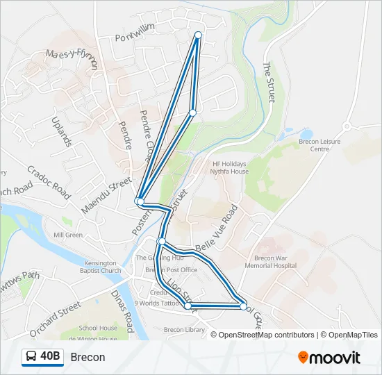 40B Route: Schedules, Stops & Maps - Brecon (Updated)