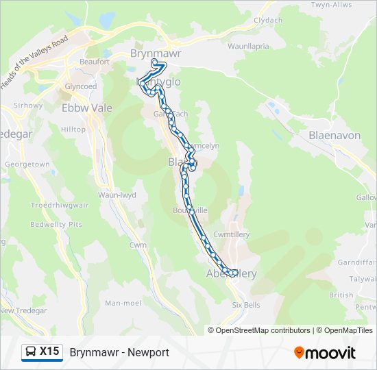 x15 Route: Schedules, Stops & Maps - Abertillery (Updated)