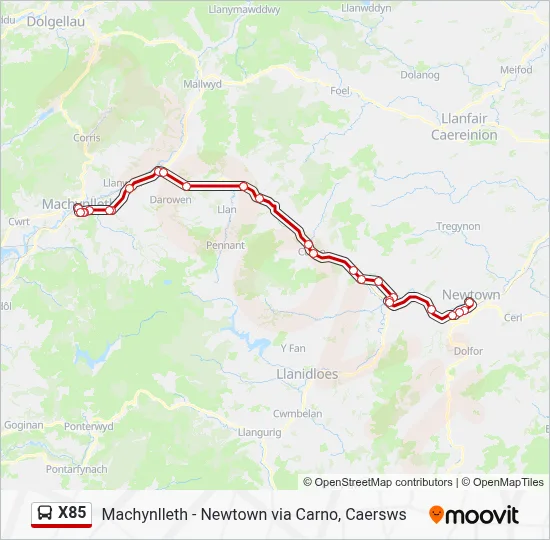 X85 Route: Schedules, Stops & Maps - Machynlleth (Updated)