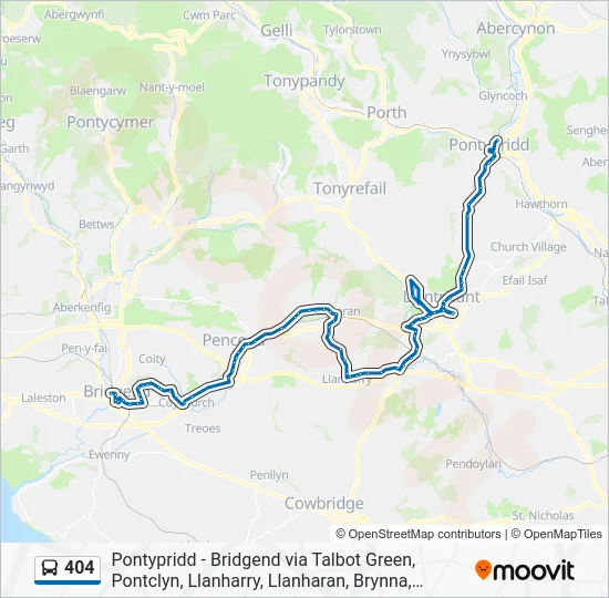 404 Route: Schedules, Stops & Maps - Pontypridd (Updated)