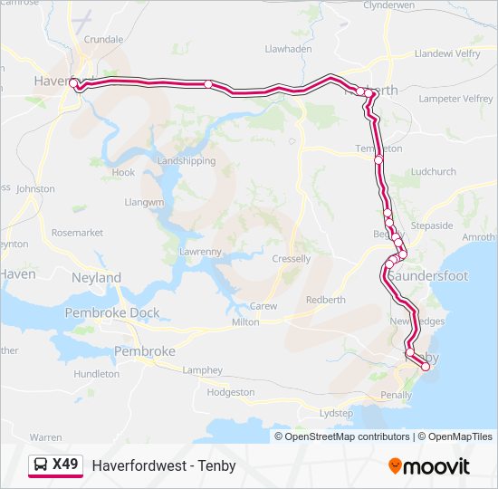 X49 Route: Schedules, Stops & Maps - Tenby (Updated)