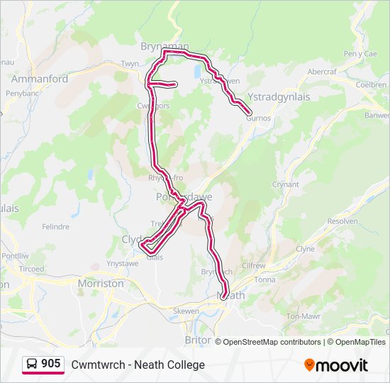 905 Route: Schedules, Stops & Maps - Cwmtwrch Isaf (Updated)