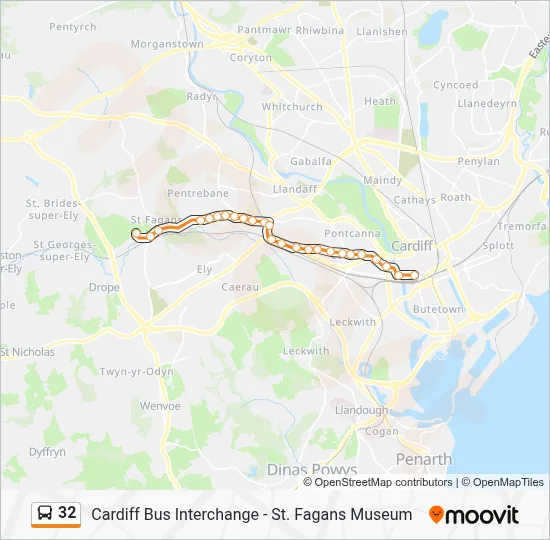 32 Route: Schedules, Stops & Maps - Cardiff Bus Station (Updated)