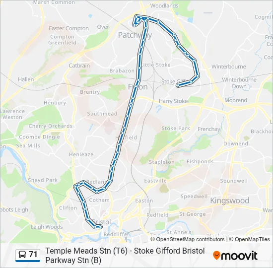71 Route: Schedules, Stops & Maps - Bristol City Centre (Updated)