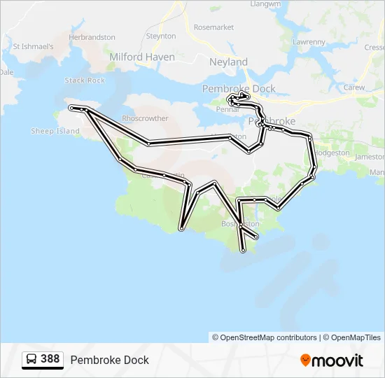 388 Route: Schedules, Stops & Maps - Pembroke Dock (Updated)