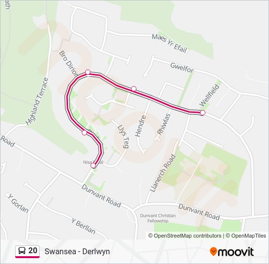 20 Route: Schedules, Stops & Maps - Dunvant (Updated)