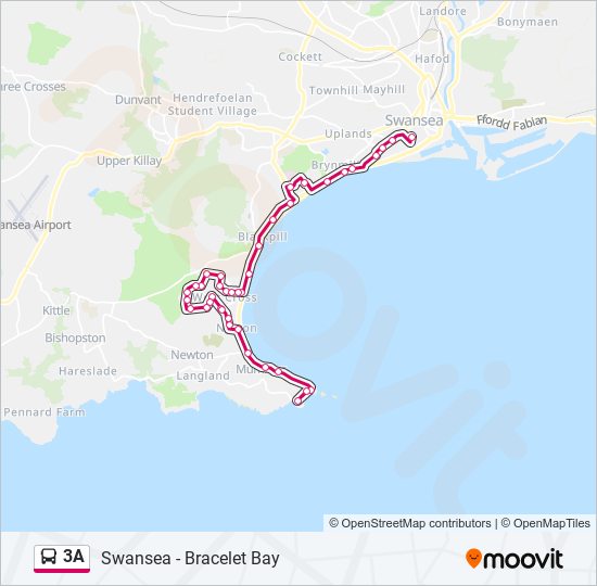 3a Route: Schedules, Stops & Maps - Bracelet Bay (Updated)