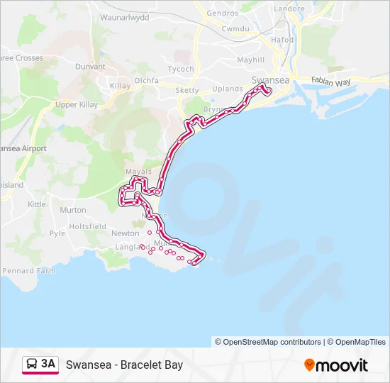 3A Route: Schedules, Stops & Maps - Swansea (Updated)