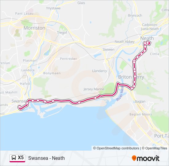x5 Route: Schedules, Stops & Maps - Neath (Updated)