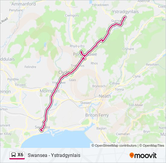 x6 Route: Schedules, Stops & Maps - Ystradgynlais (Updated)
