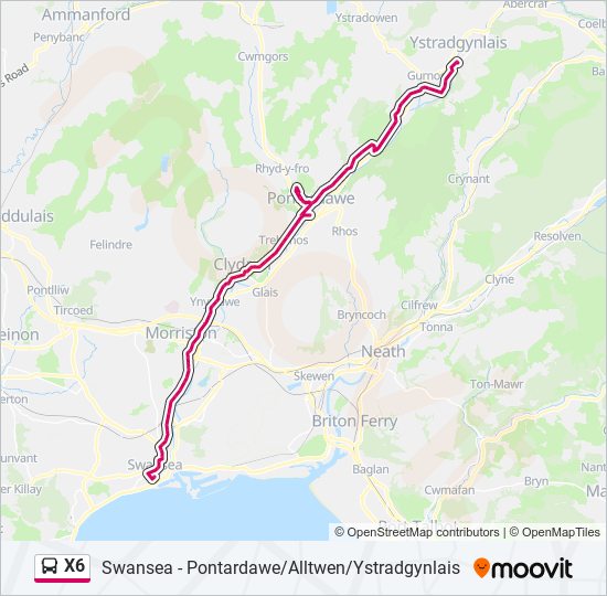 x6 Route: Schedules, Stops & Maps - Ystradgynlais (Updated)
