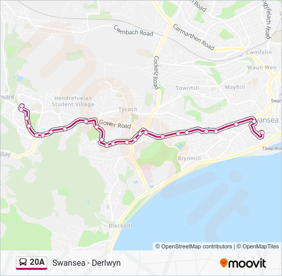 20A Route: Schedules, Stops & Maps - Dunvant (Updated)